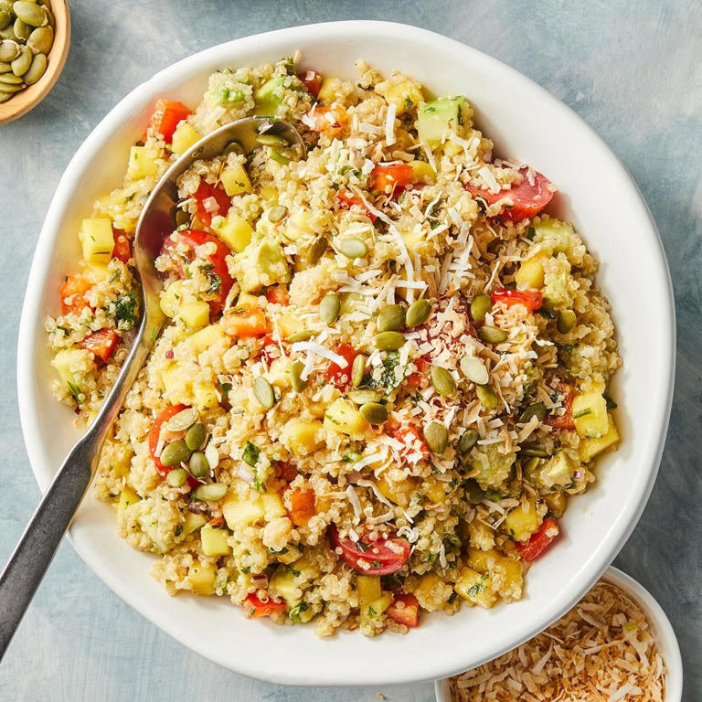 Tropical Veggie Quinoa Bowl with Citrus-Basil Dressing