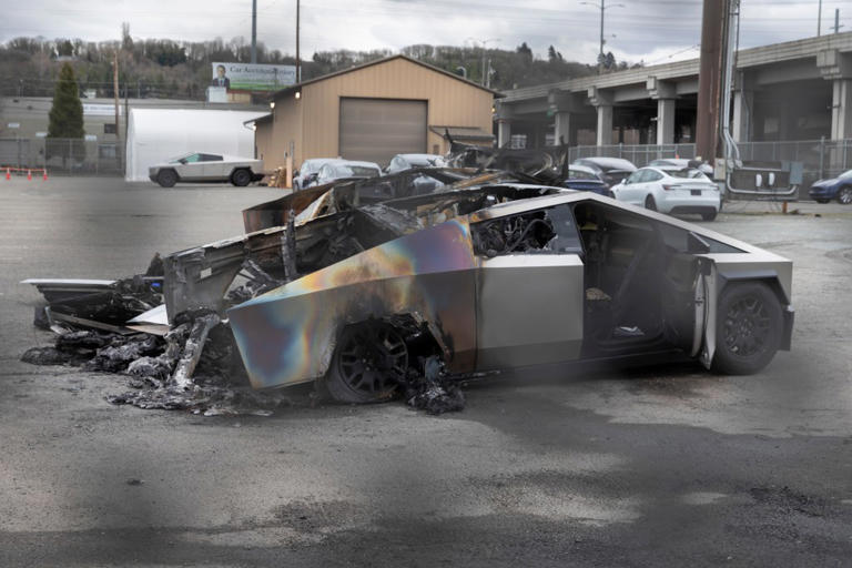 4 Tesla Cybertrucks torched as protests against Elon Musk rev up
