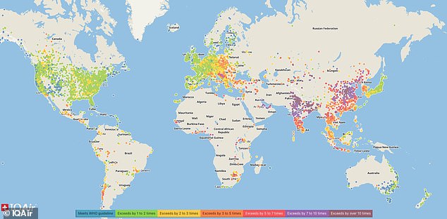 Nearly ALL of the world is breathing dirty air, shocking map reveals