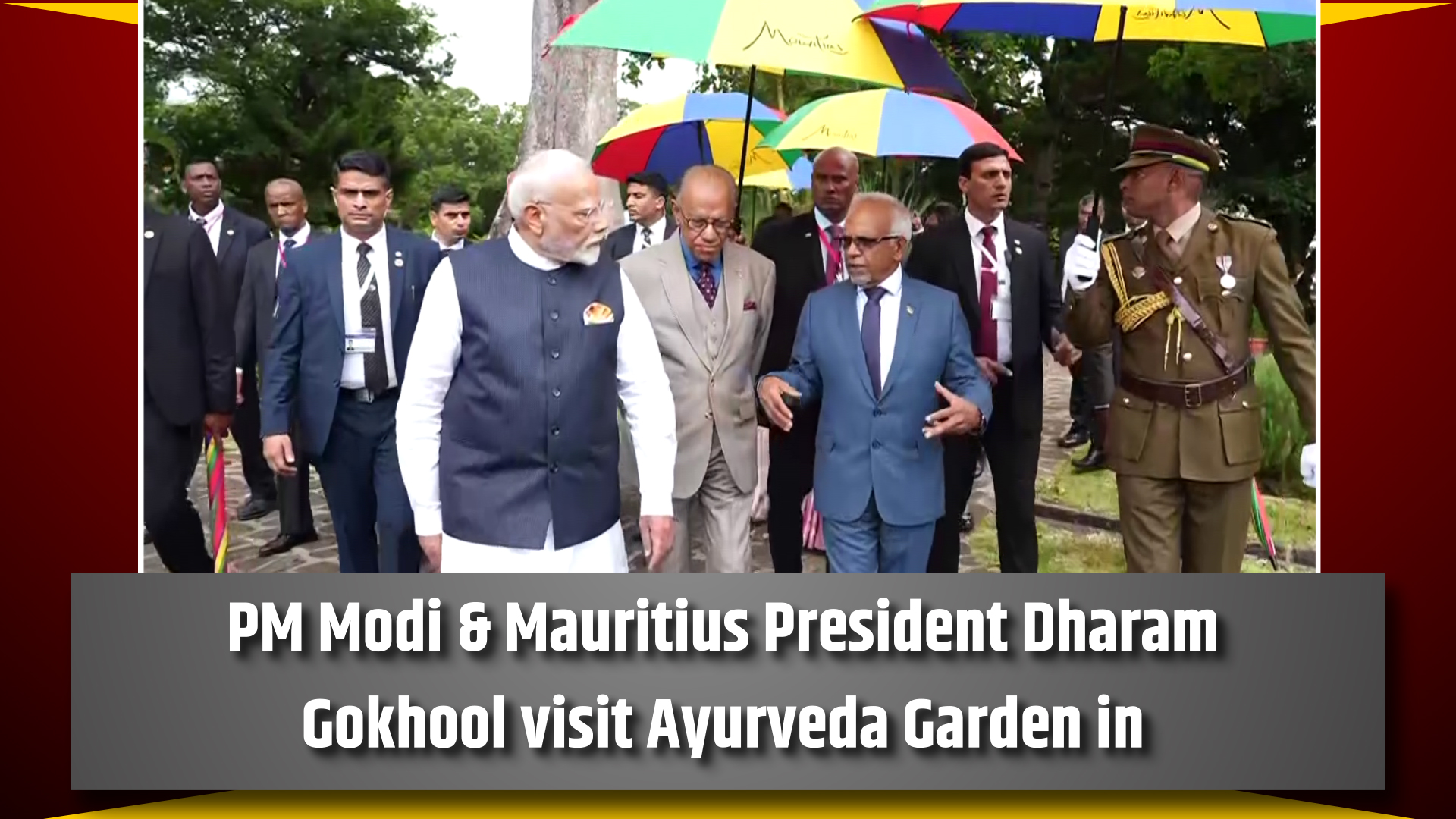 PM Modi & Mauritius President Dharam Gokhool visit Ayurveda Garden in