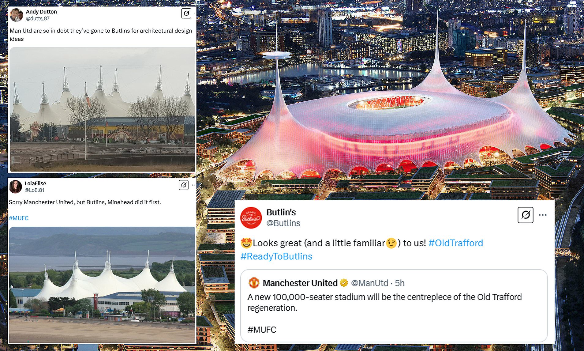 Butlin's mock Man United's new £2bn 100,000-seater stadium plans for ...