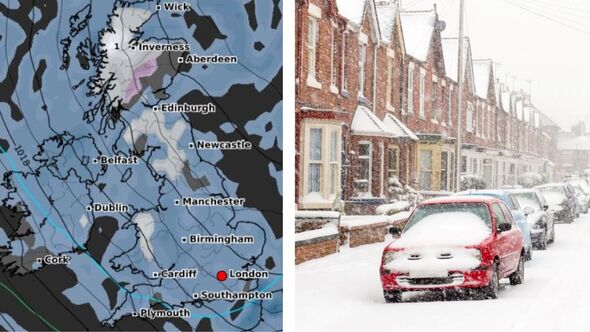 Cold weather maps turn icy blue as brutal -8C blast and snow to hit UK