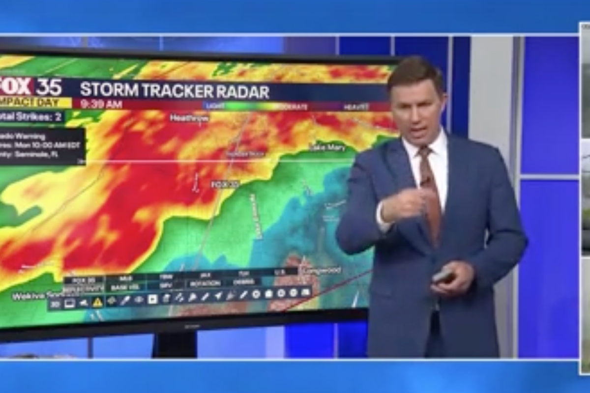 Moment tornado slams into TV station as weatherman is issuing warnings ...