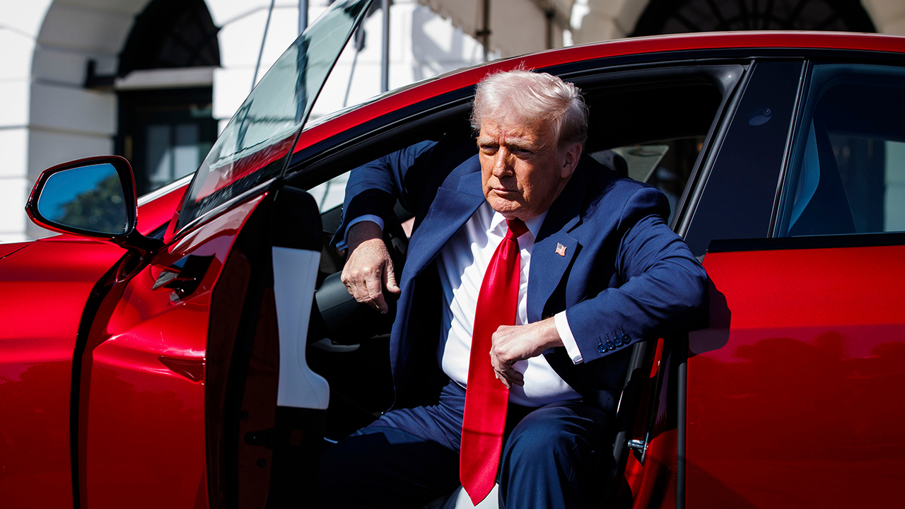 Trump buys red Tesla Model S at White House alongside Elon Musk: 'I ...