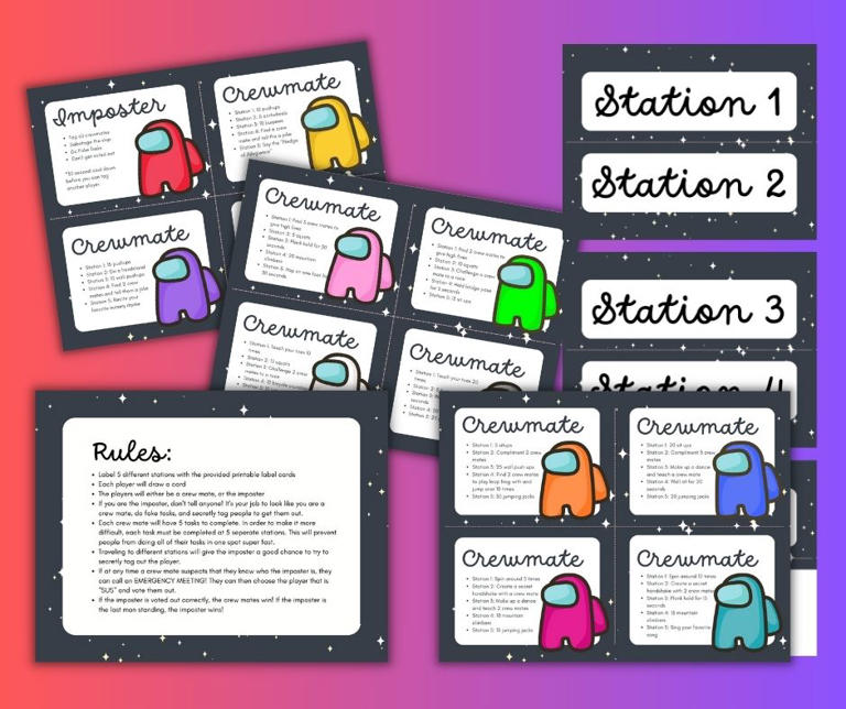 Free Among Us Task Cards Printable