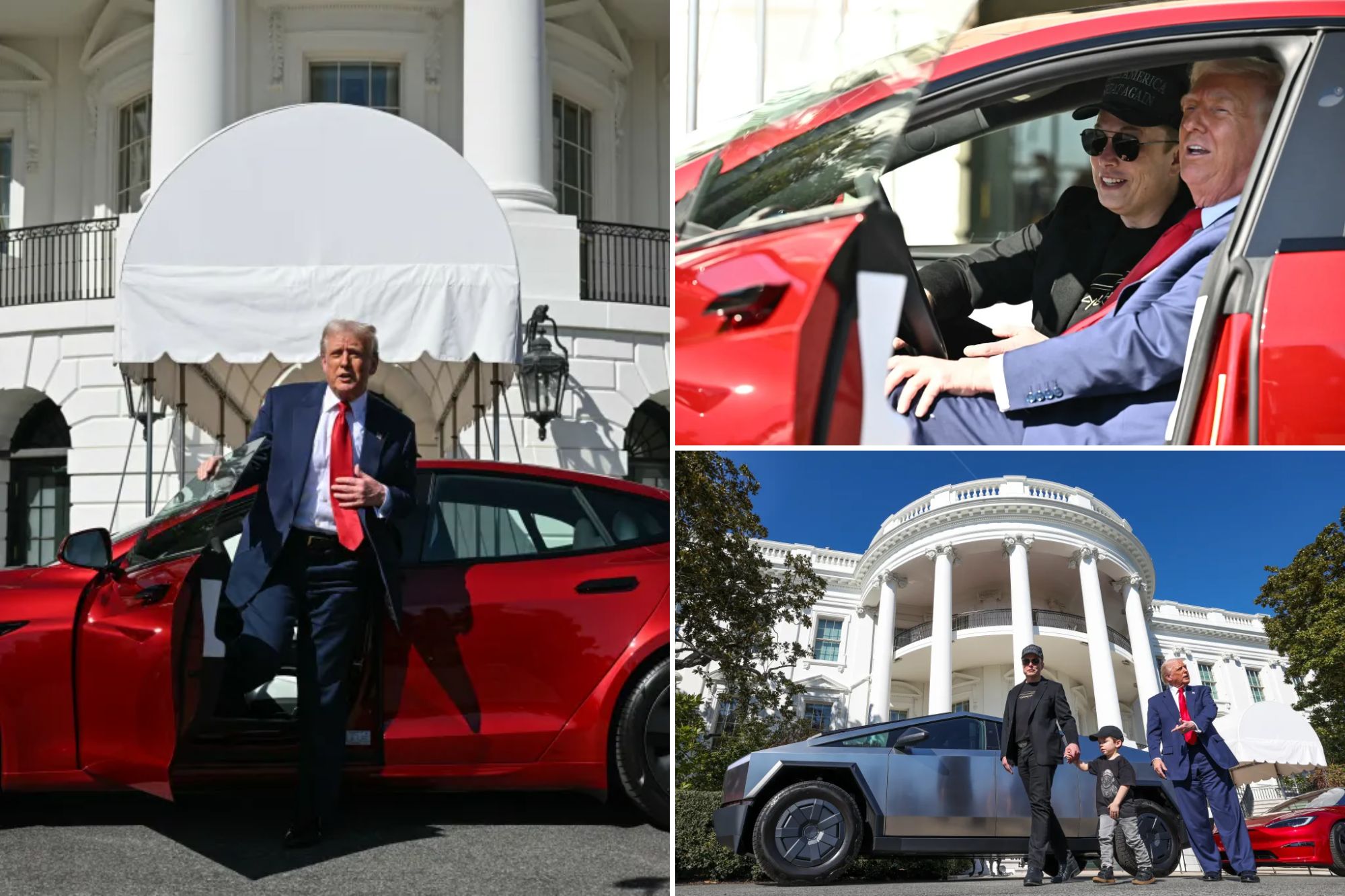 Trump commits to buying red Tesla in White House driveway to support ...