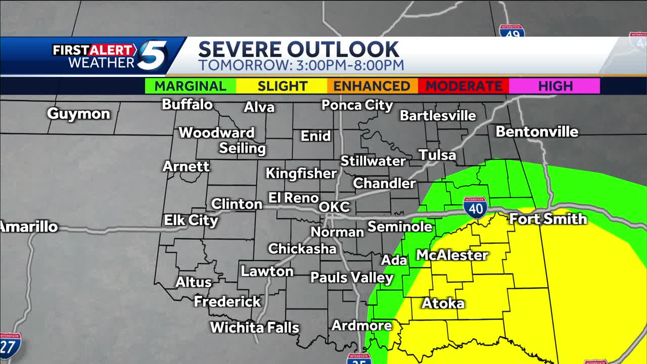 TIMELINE: Severe weather brings tornado risk to parts of Oklahoma Wednesday