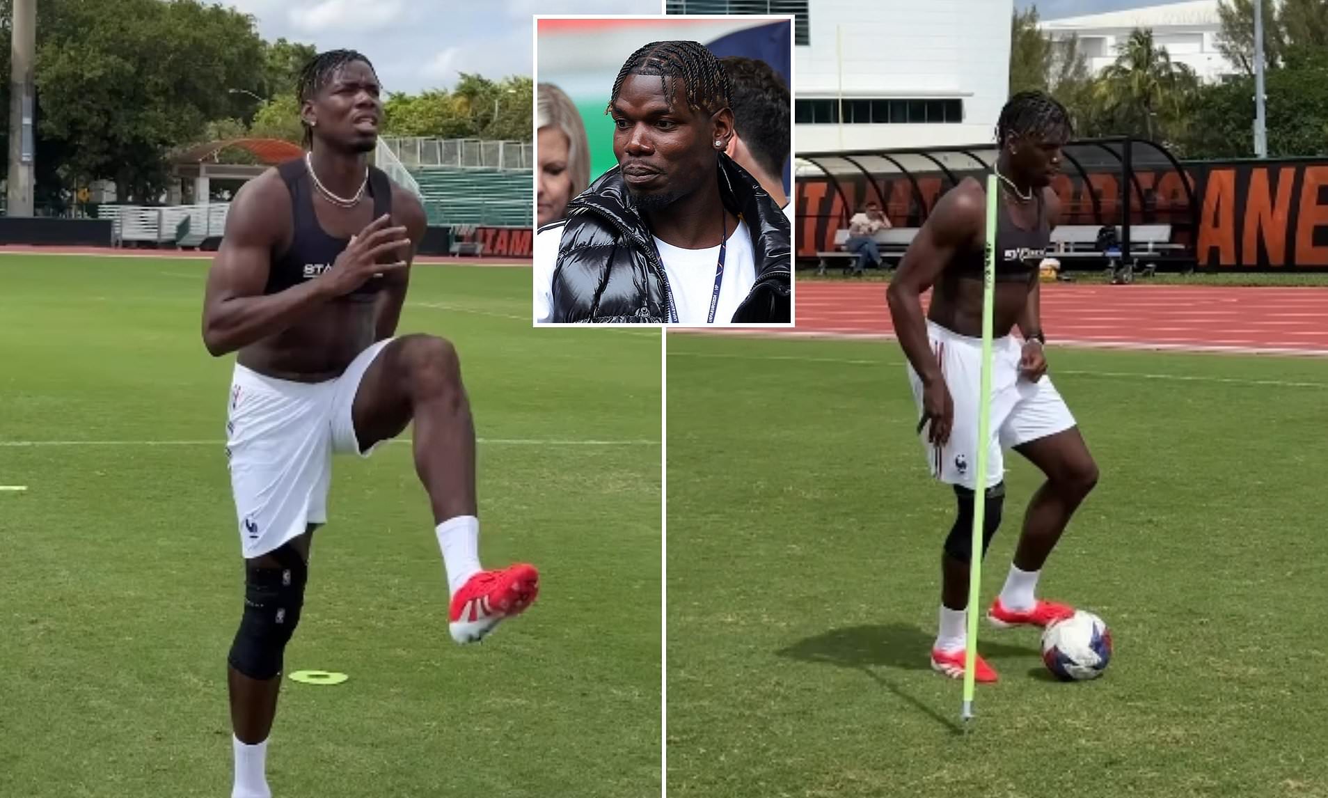 Paul Pogba shows off his talents to prospective clubs as he marks the ...