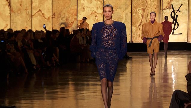 Bella Hadid makes explosive return to the runway for YSL in Paris