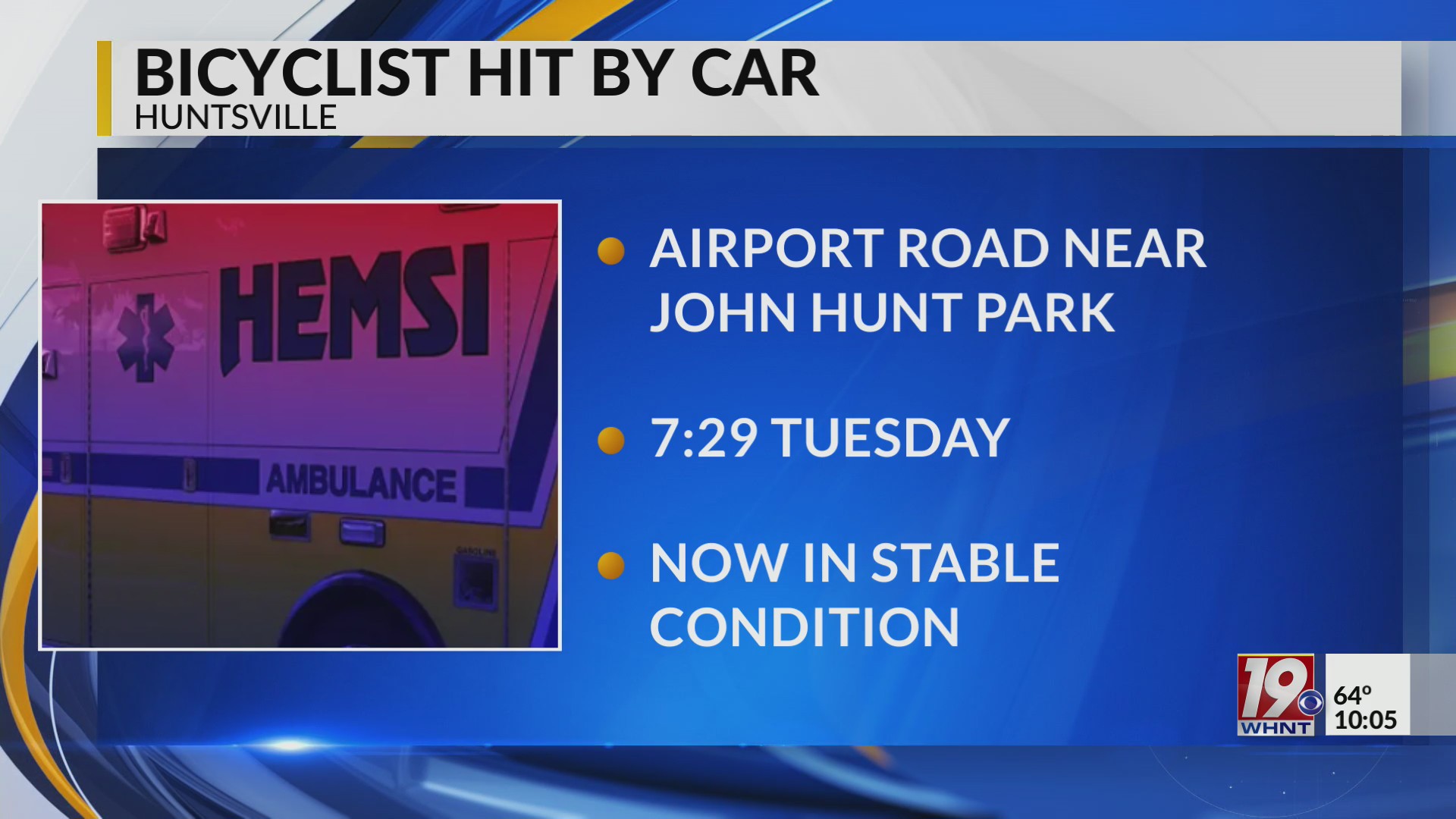 HEMSI: Bicyclist in Stable Condition After Being Hit by Car | March 11 ...