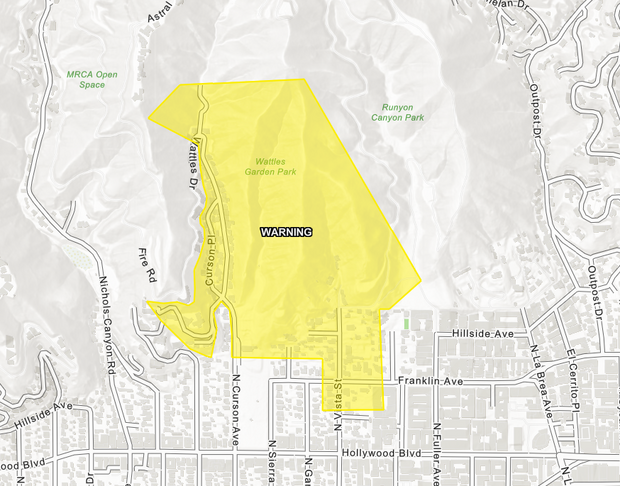 Evacuation warning issued for Hollywood Hills residents near Sunset Fire