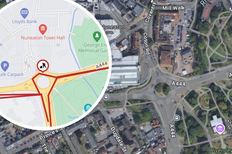 'Red lines' on map shows closure of Nuneaton town centre roundabout