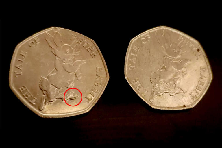 Beatrix Potter 50p coin being sold for £25,000 due to tiny error
