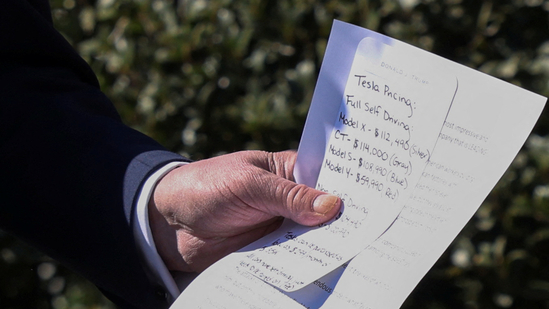 ‘$299/Month for a Tesla?’ Trump’s handwritten notes caught on camera ...