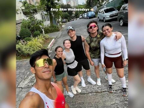 Alden Richards, Barbie Forteza enjoy morning run with friends