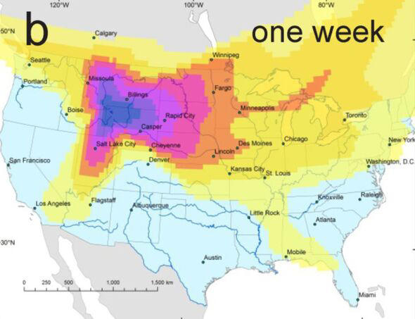 Map shows which parts of the US would be devastated if Yellowstone ...