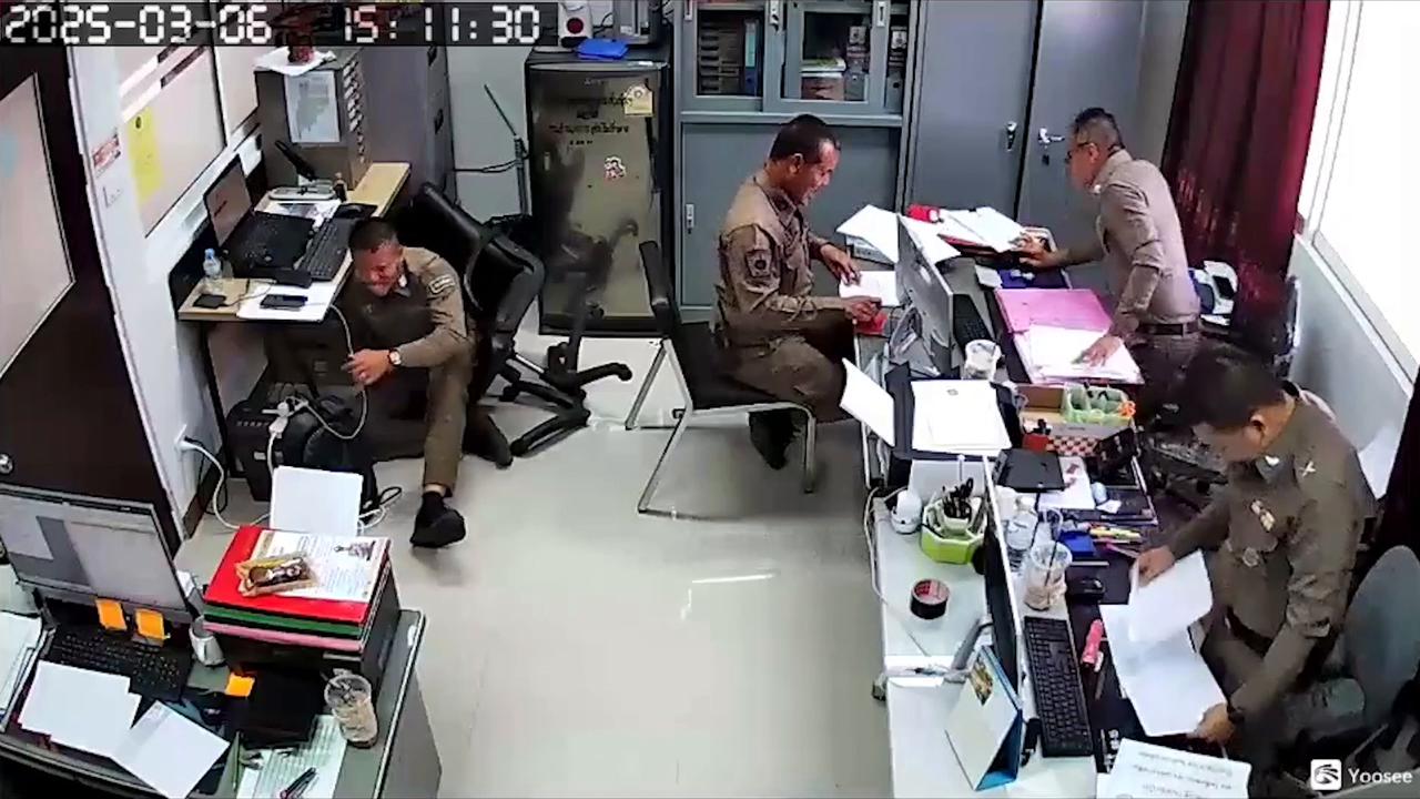 Cracking the case! Police station chair collapses when officer sits down