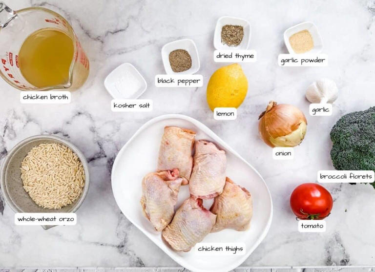 Lemon Chicken Orzo Skillet with Broccoli