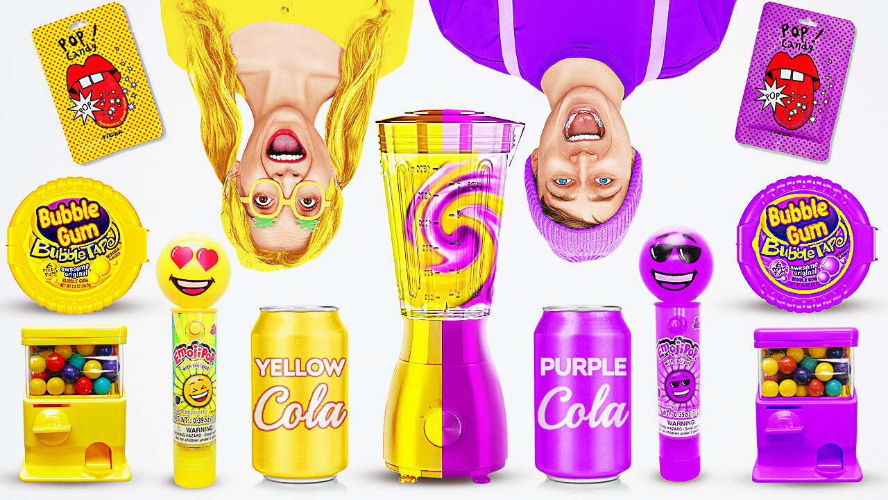 Vibrant Color Feast Challenge | Cooking with Purple vs Yellow!