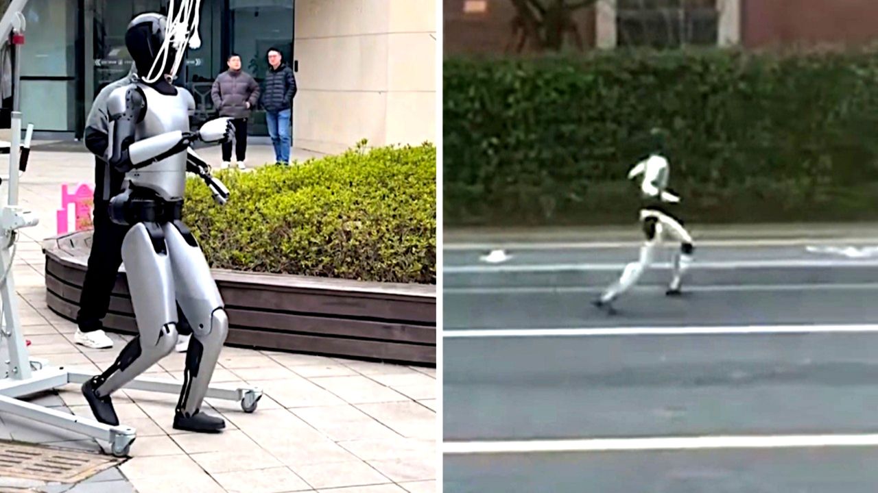 Humanoidalny robot trenujący do pierwszego na świecie półmaratonu w Chinach