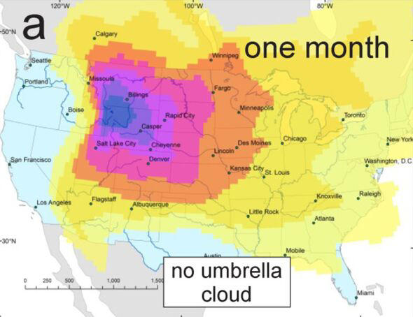 Map shows which parts of the US would be devastated if Yellowstone Supervolcano erupted