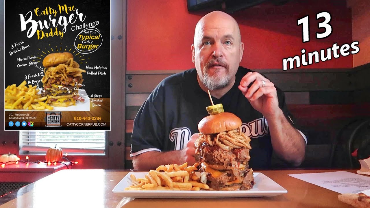 Mac Daddy Burger Challenge - 13 minutes to finish or $40 - NEAT EATING ONLY