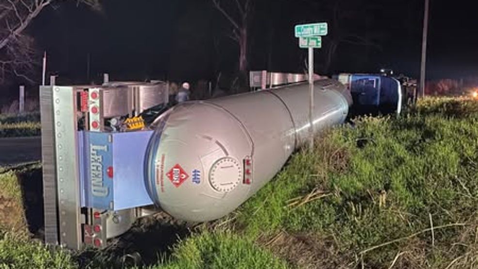 Propane tanker accident blocks road in Jay