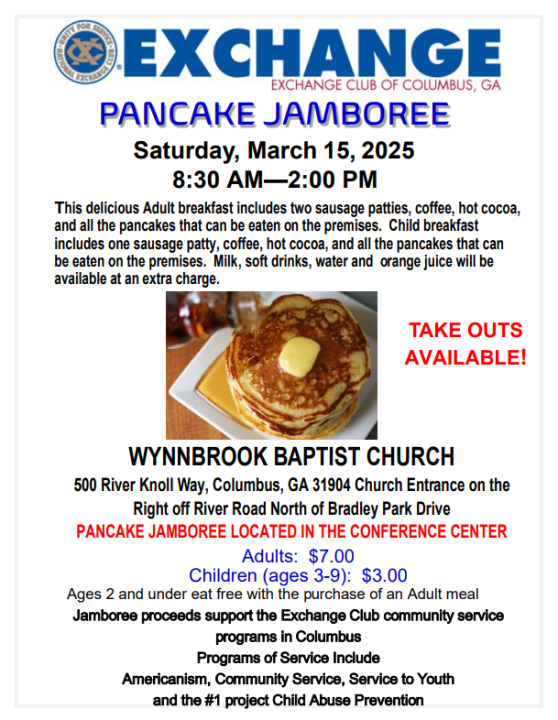 Columbus Exchange Club to host Pancake Jamboree