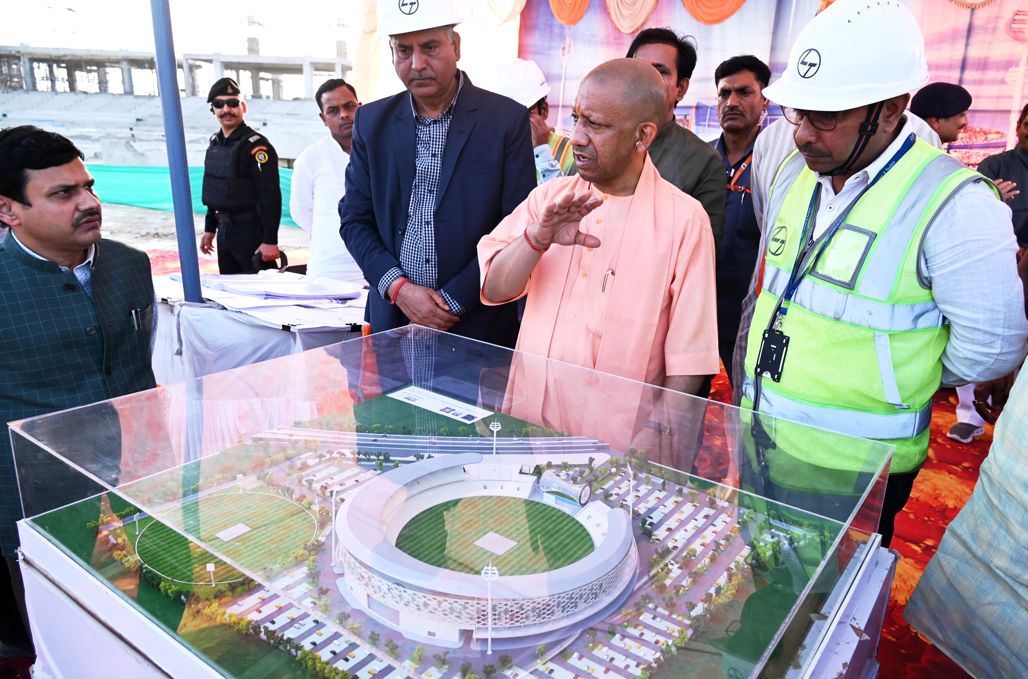 CM Adityanath inspects under-construction international cricket stadium ...