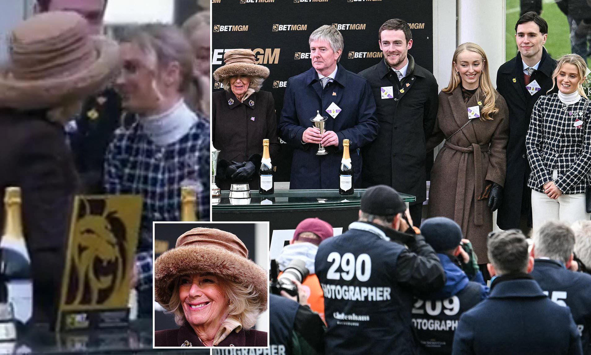 Queen Camilla shares warm embrace with Charlotte Giles - girlfriend of ...