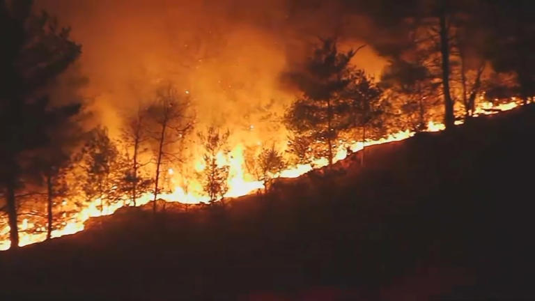 Brush fire seen burning in Middleton