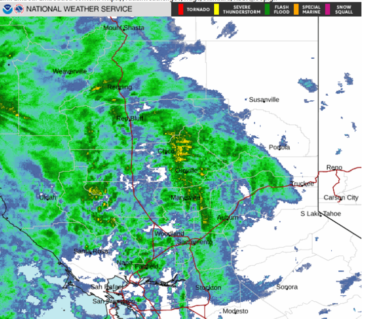 Storm packing heavy rain and snow moving through Redding, Cascades ...