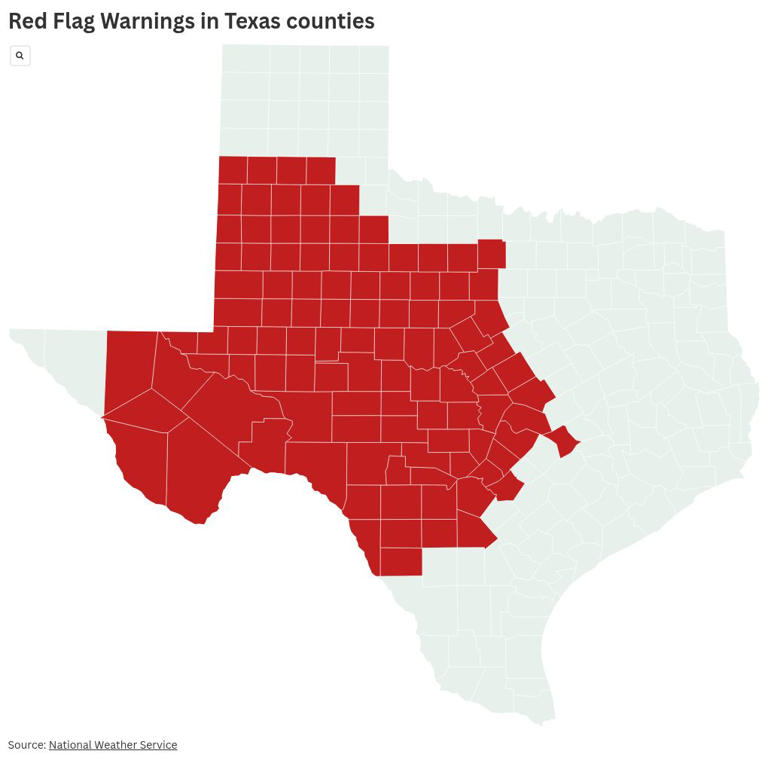 'Critical' Red Flag Fire Warning Across Most of Texas Amid Strong Winds