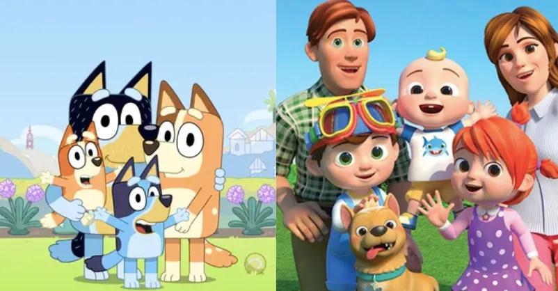 Comparison of top animated shows Bluey and Cocomelon
