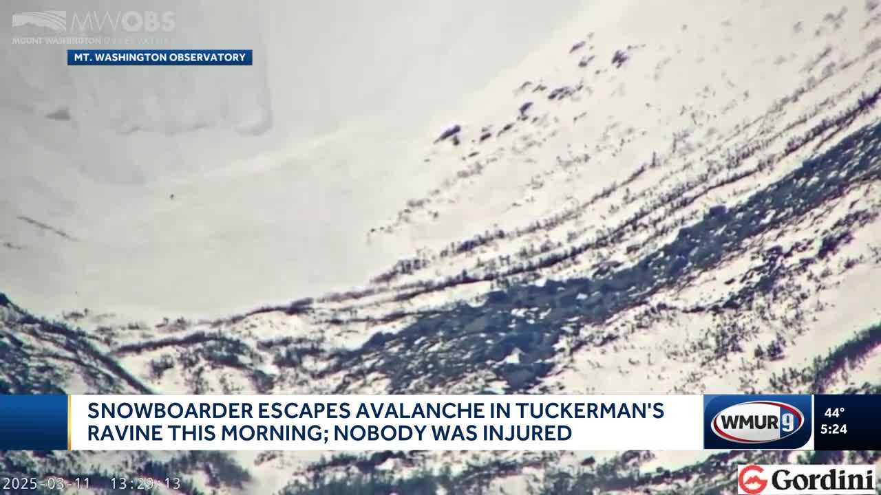 Snowboarder escapes avalanche in Tuckerman's Ravine; no injuries reported