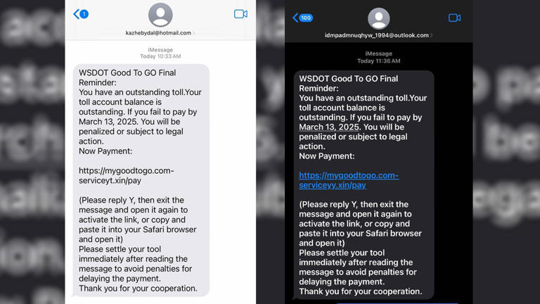 FBI urges public to delete WA Good to Go text scam messages. Here's why