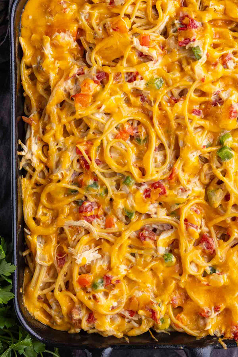 Easy Rotel Chicken Spaghetti - Just 6 Ingredients!