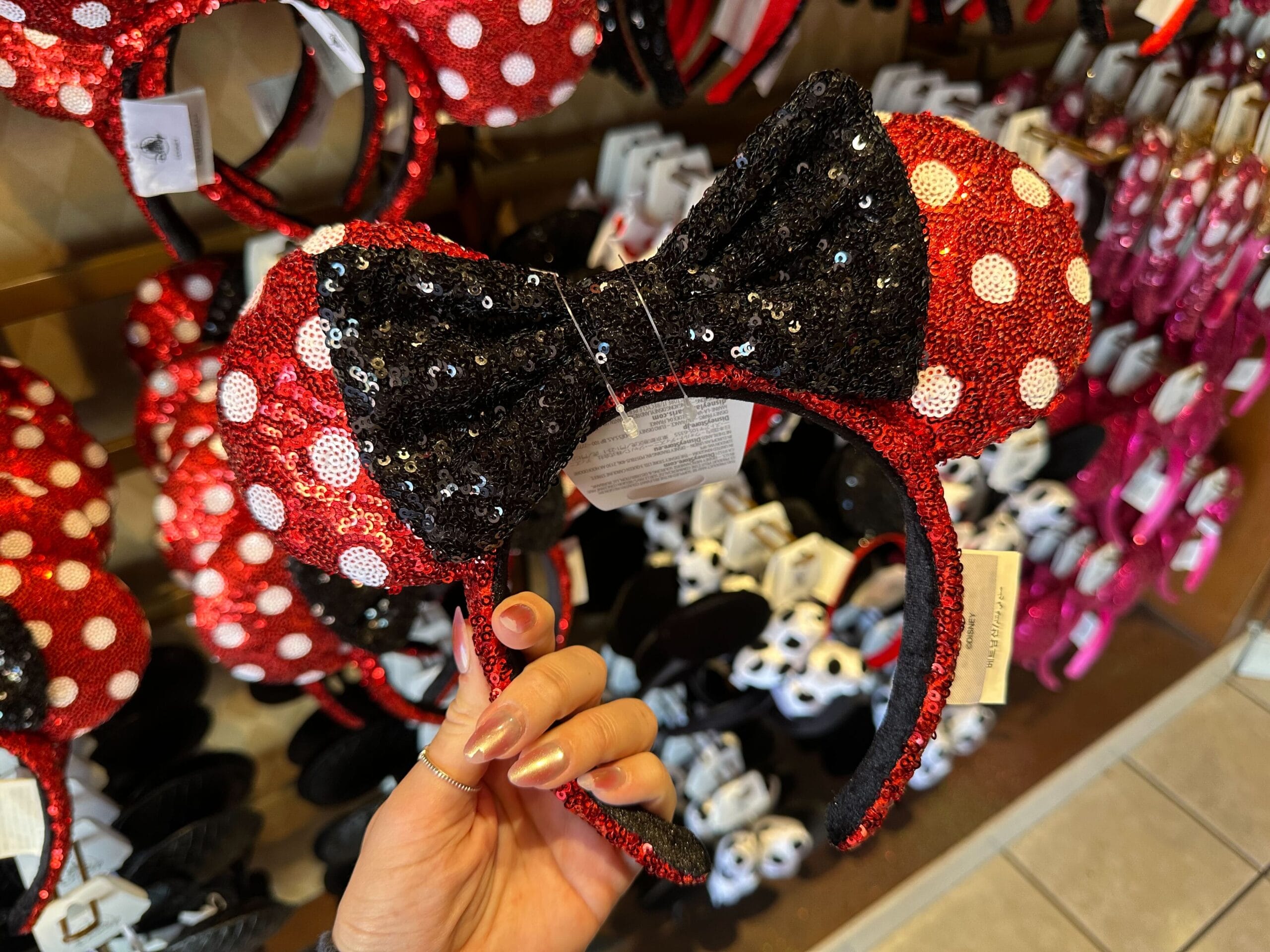 Redesigned Sequin Polka-Dot Minnie Ear Headband at Walt Disney World