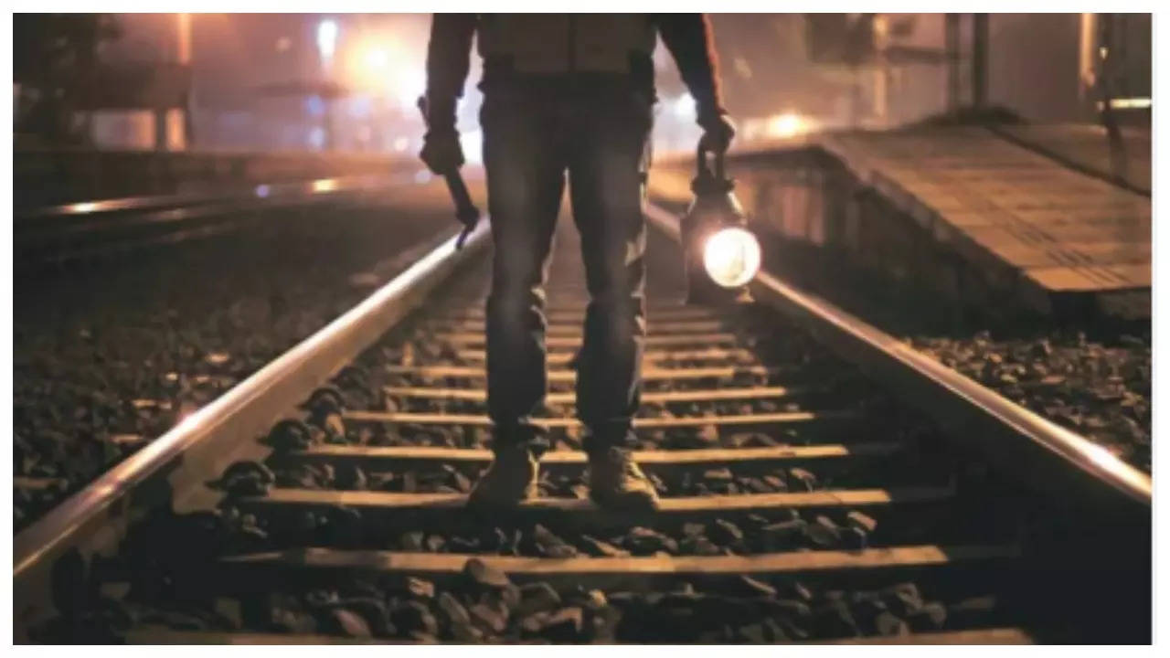 This man slipped and fell into a gap on the railroad, and a train ran ...
