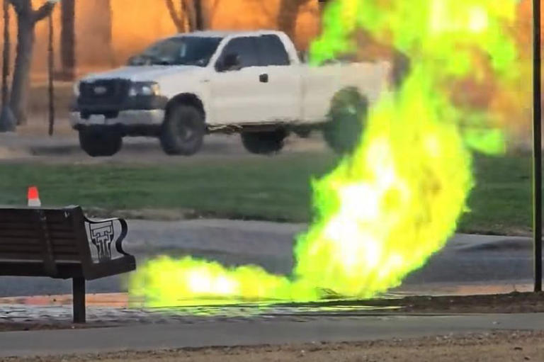 Huge explosion at Texas Tech University sends green flames shooting out ...
