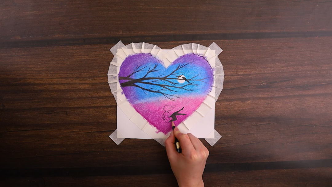 Girl on Swing Crayon Drawing Tutorial