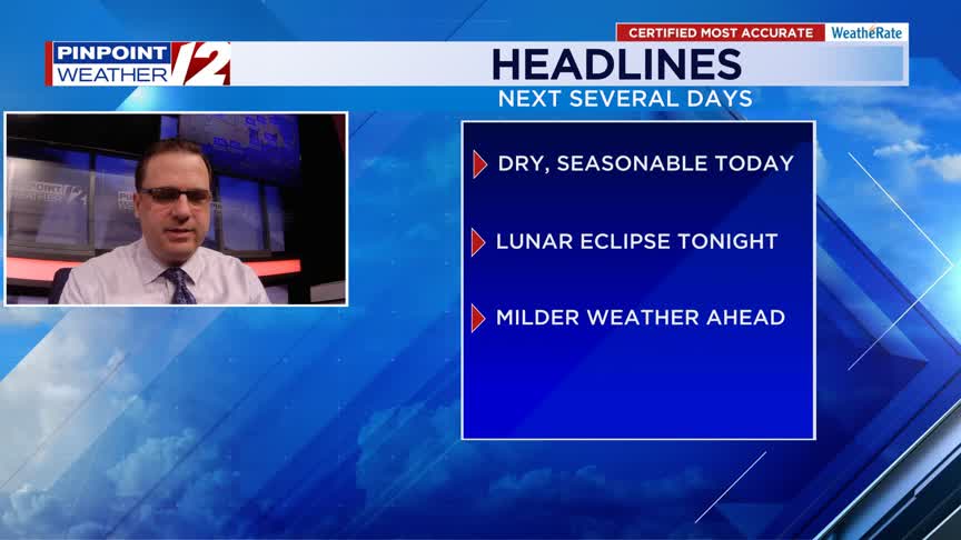 WPRI 12 Weather Now 3/13/25: Seasonable Weather Today; Milder Weather Ahead