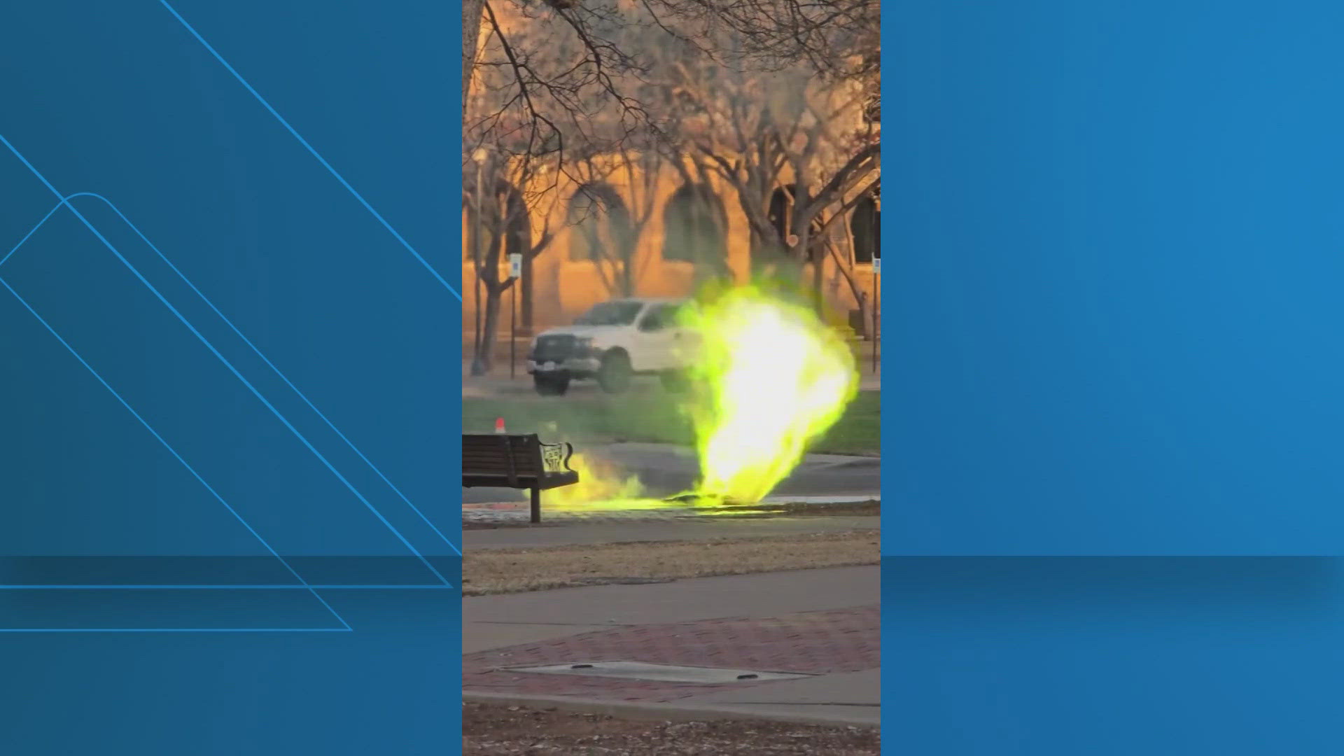 Explosion at substation causes green and yellow flames to burst out of ...