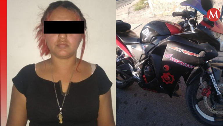 Detienen a mujer por circular en motocicleta robada en Santa Catarina, NL