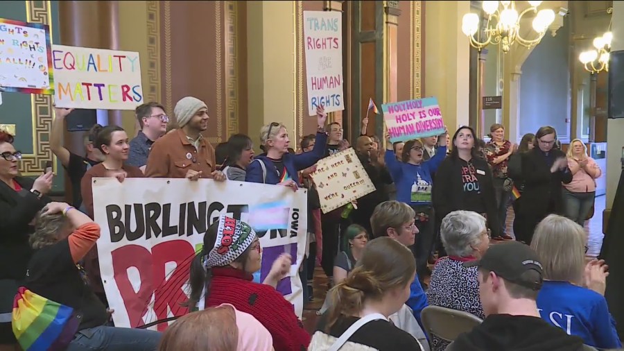 LGBTQ Iowans rally less than two weeks after being stripped of civil ...