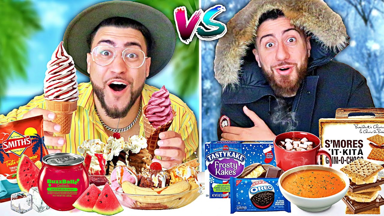 SUMMER VS. WINTER FOOD CHALLENGE!! 🌞 ️ (ft. CHADWITHAJ)