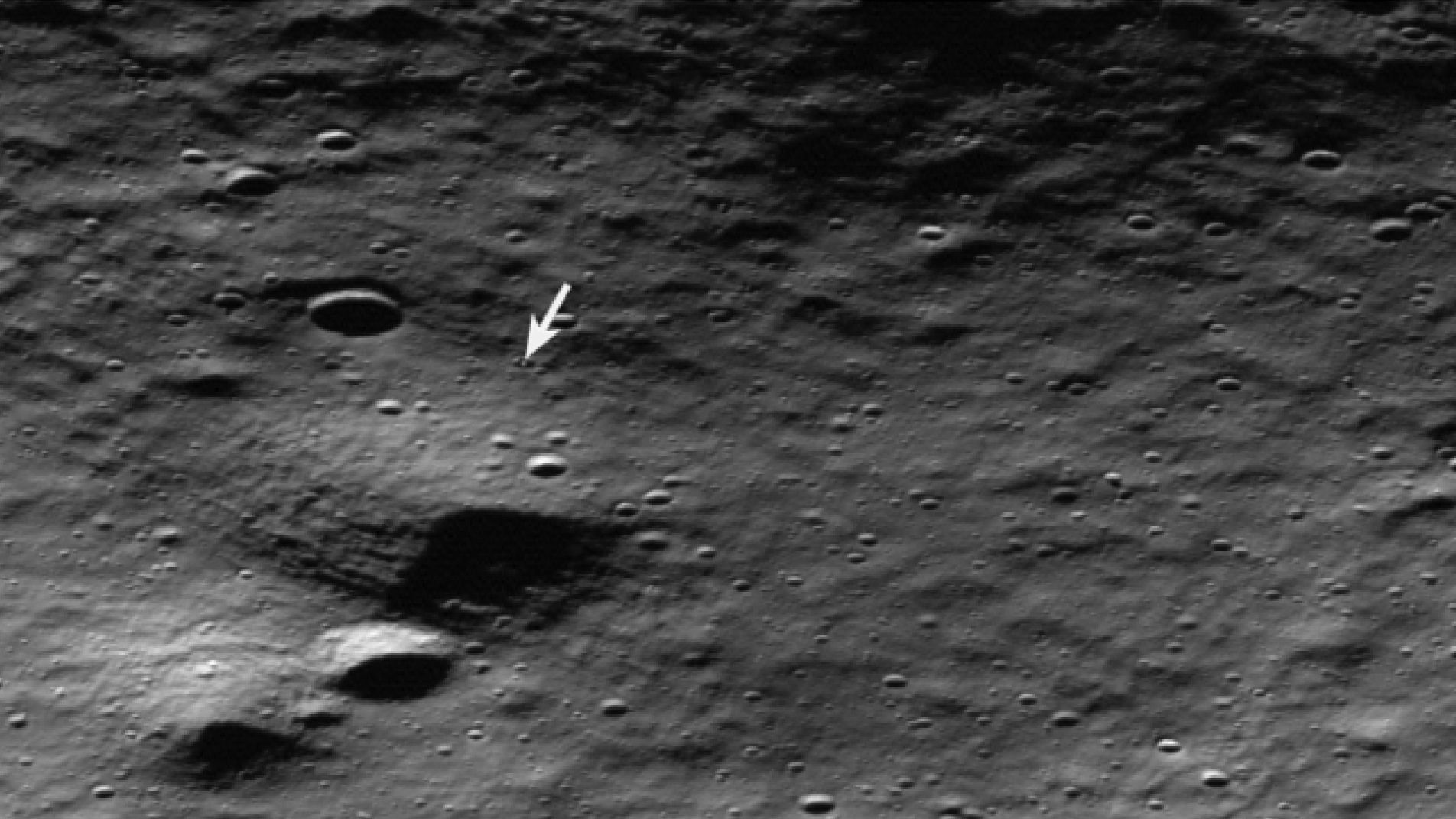 Dead Athena moon lander seen inside its crater grave from lunar orbit ...