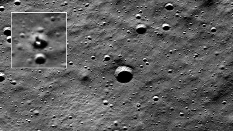 Dead Athena moon lander seen inside its crater grave from lunar orbit ...