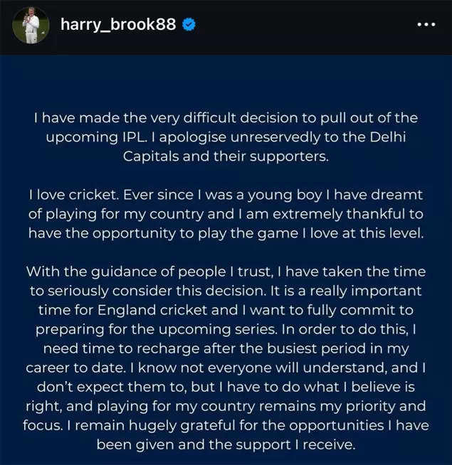 Harry Brook faces two-year IPL ban after withdrawing from 2025 season