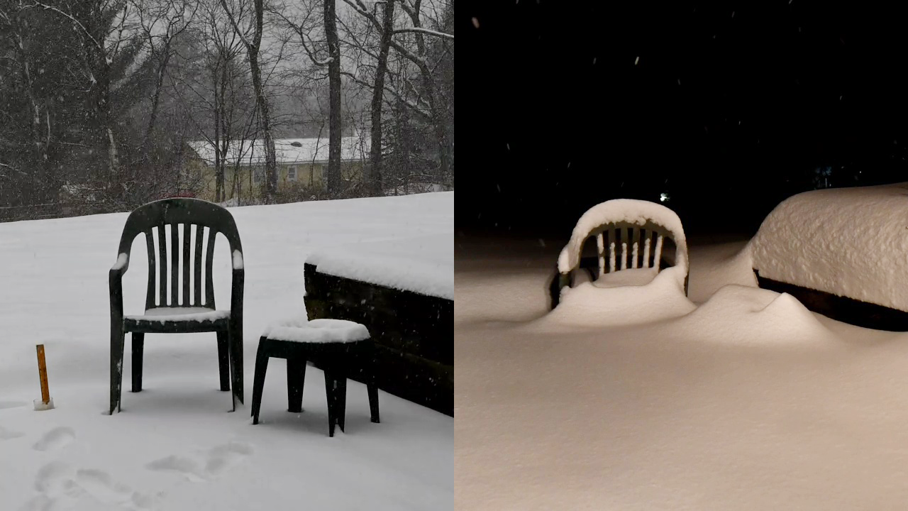 'Day to Night Timelapse Shows Accumulation of 18 Inches of Snow in ...